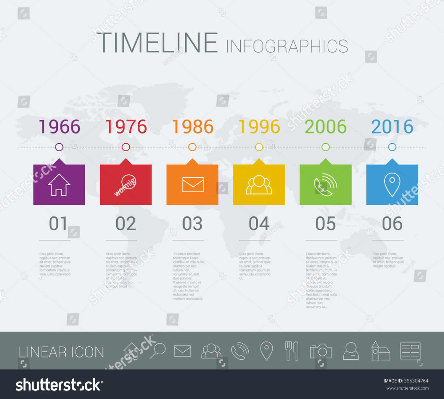 Vector Timeline Info Graphic World Map 库存矢量图（免版税）385304764 | Shutterstock