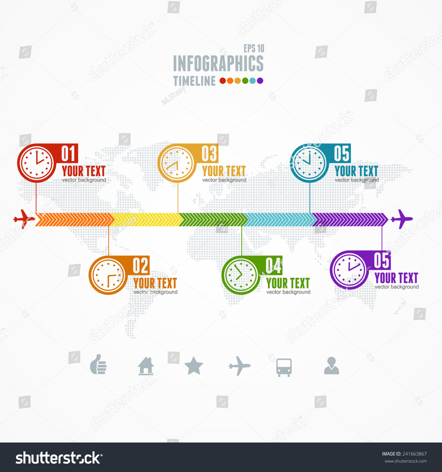 Vector Timeline Infographic Map Clock Business Stock Vector (Royalty ...