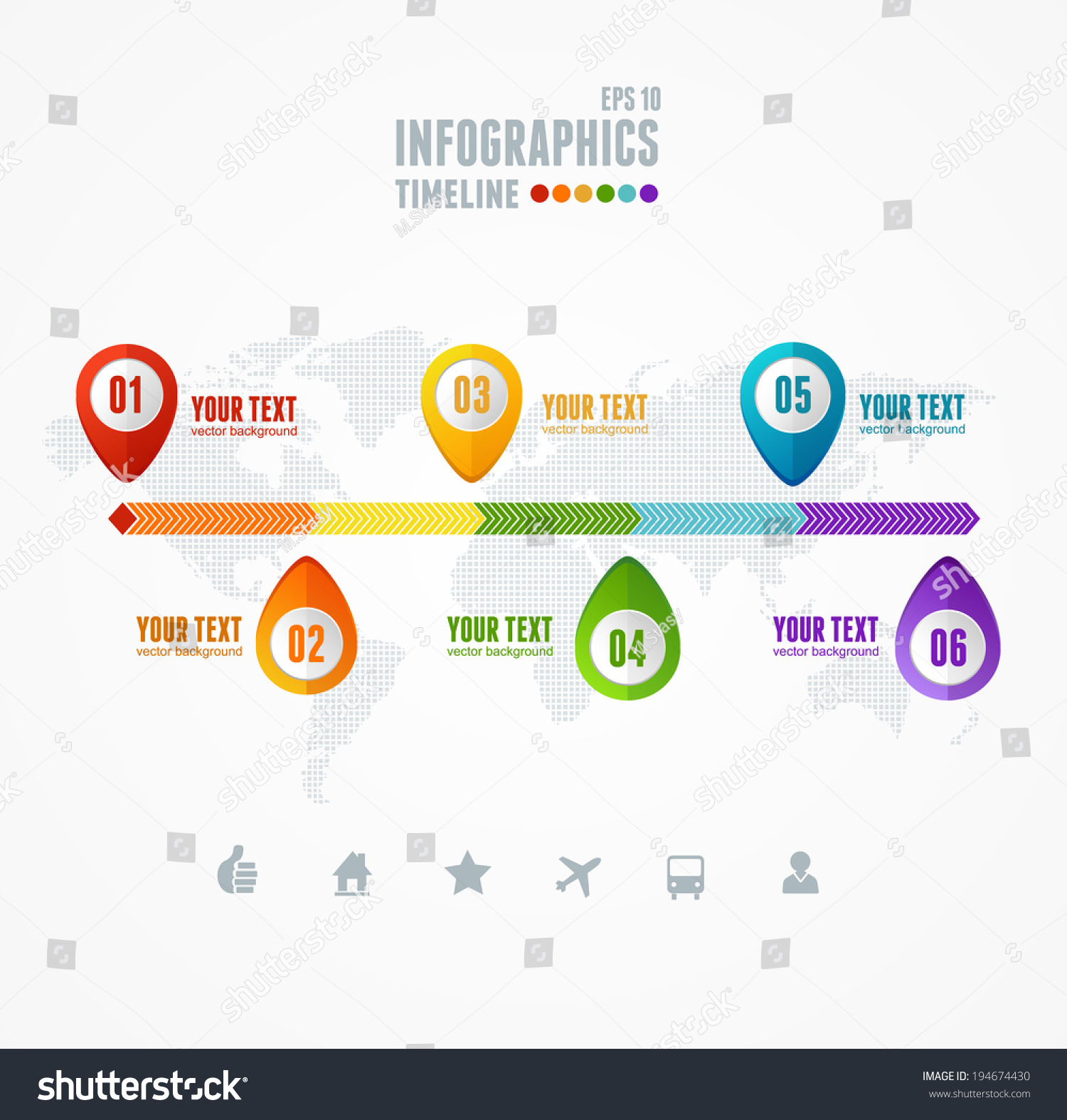 Vector Timeline Infographic Map Pin Stock Vector (Royalty Free ...