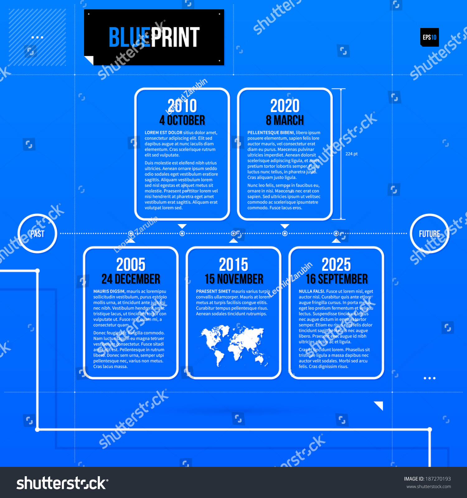 Vector Timeline Template Rectangle Elements Blueprint Stock Vector ...