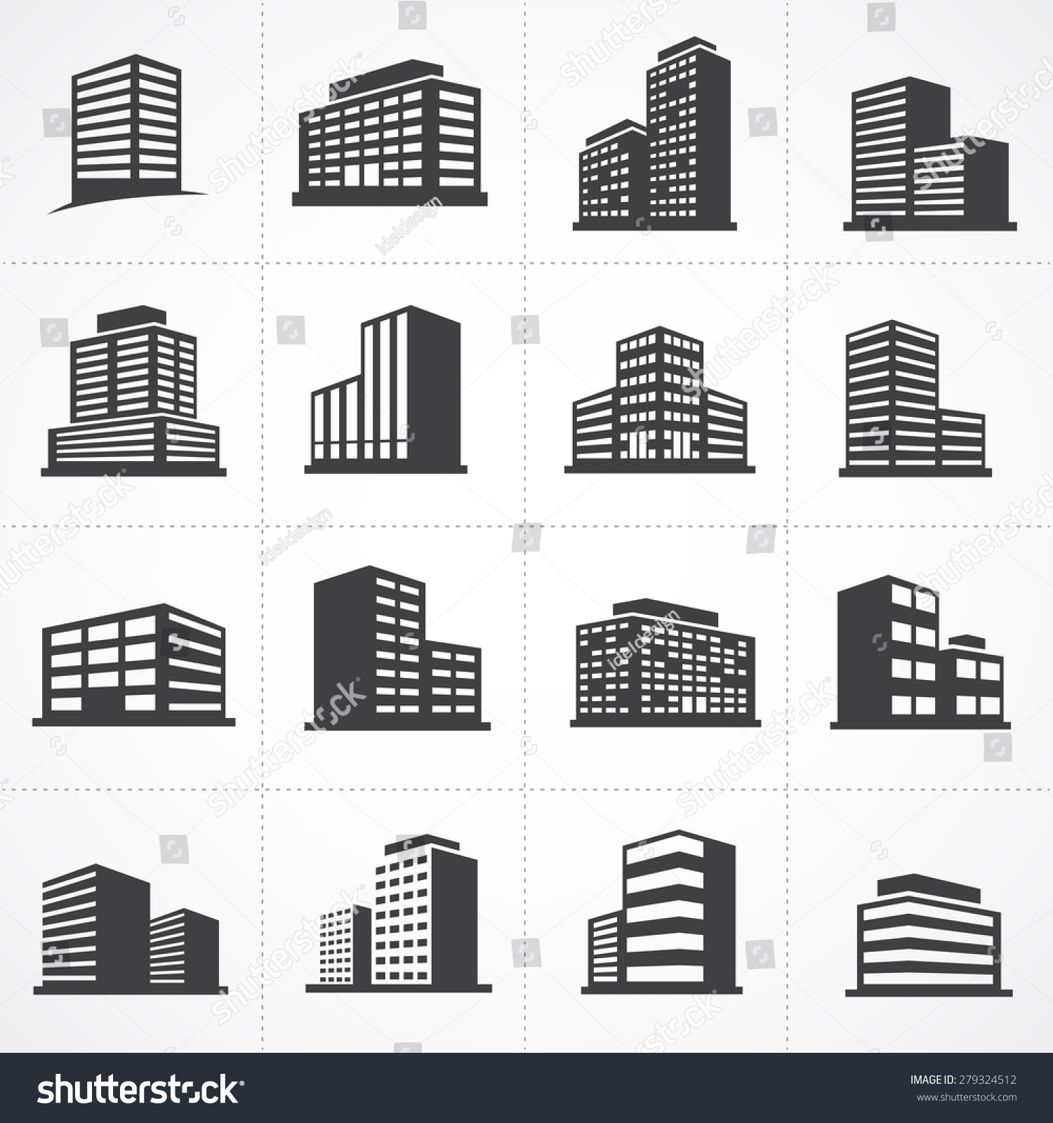 Vector Town Building Icon Set 스톡 벡터(로열티 프리) 279324512 | Shutterstock