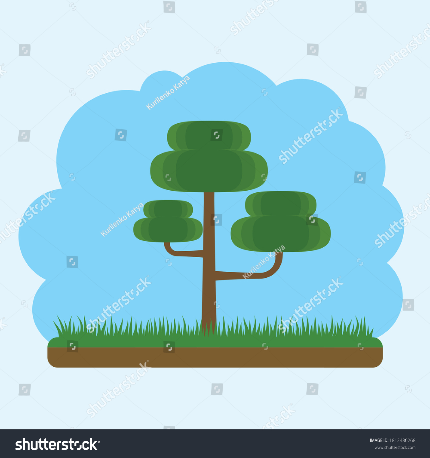 Vector Tree Flat Style Street Design Stock Vector (Royalty Free ...