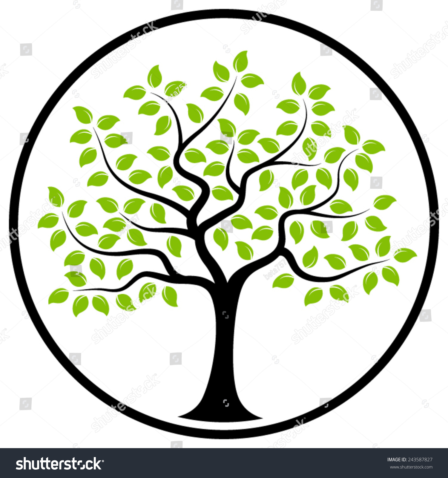 Vector Tree Round Isolated On White Stock Vector 243587827 - Shutterstock