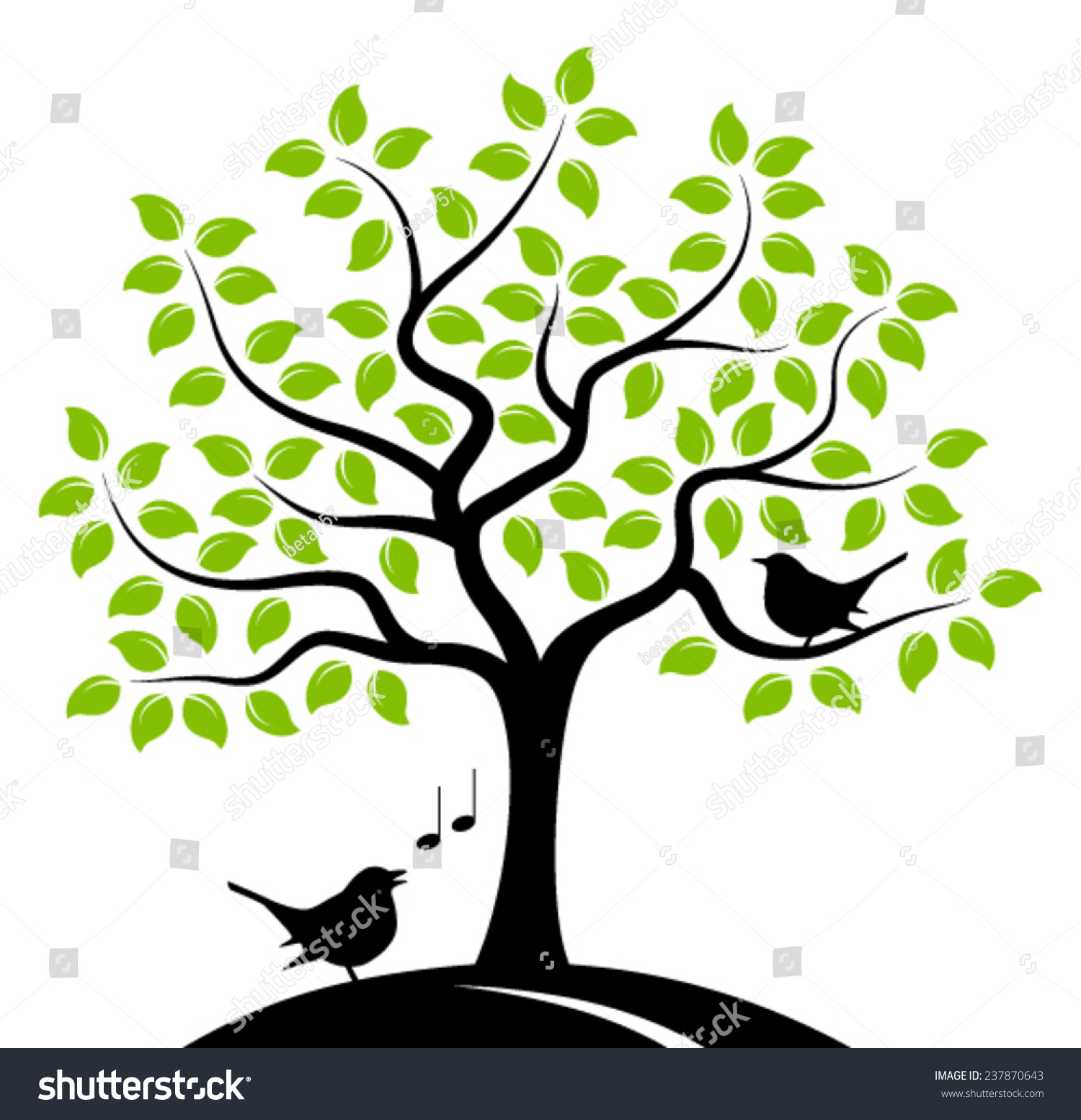 Vector Tree Birds Isolated On White Stock Vector (Royalty Free ...