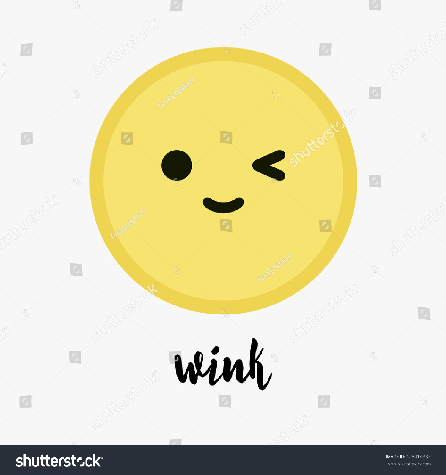 Vector Trendy Cute Wink Emoticon - 426414337 : Shutterstock