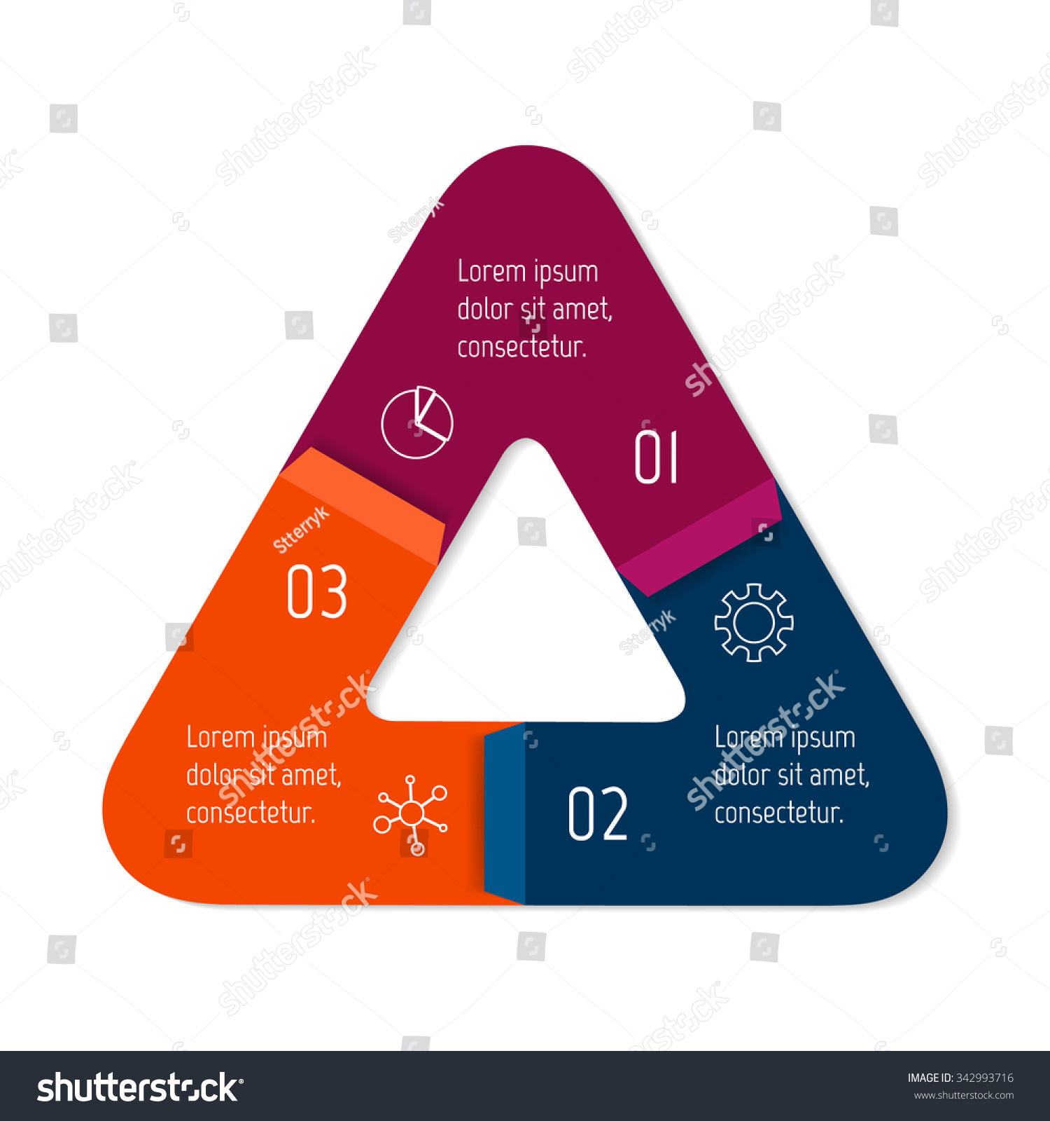 Vector Triangle Connected Infographic Diagram Circular: vector de stock ...
