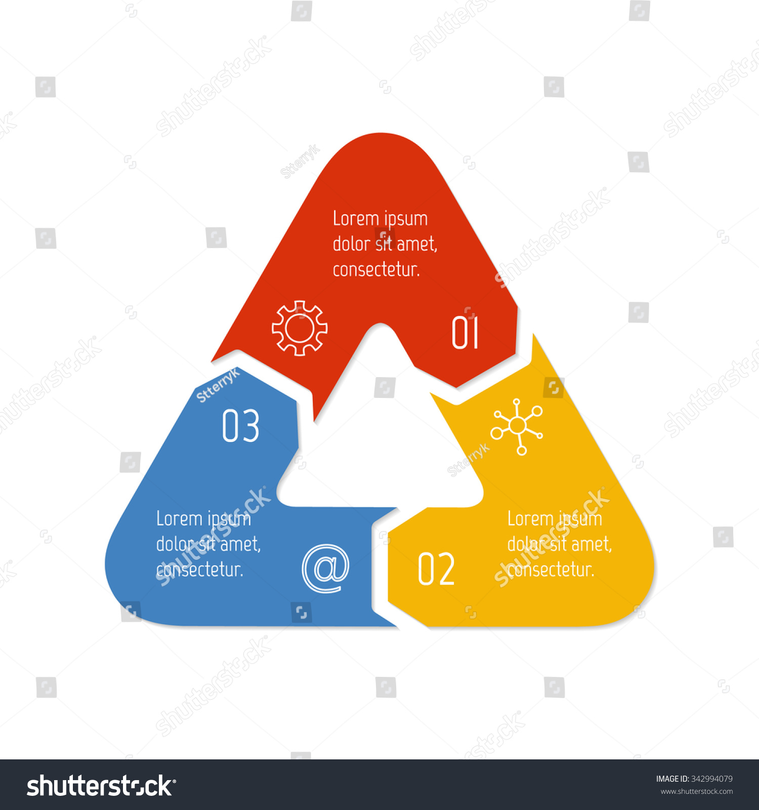 Vector Triangle Connected Infographic Diagram Circular Stock Vector ...