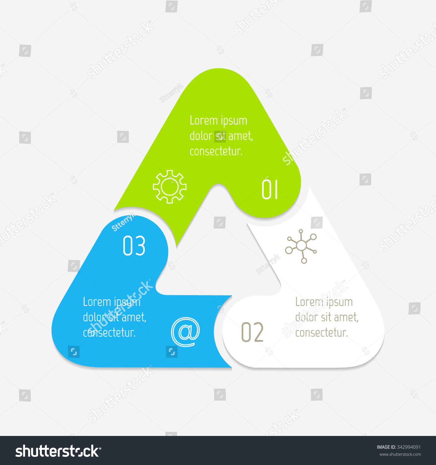 Vector Triangle Connected Infographic Diagram Circular Stock Vector ...