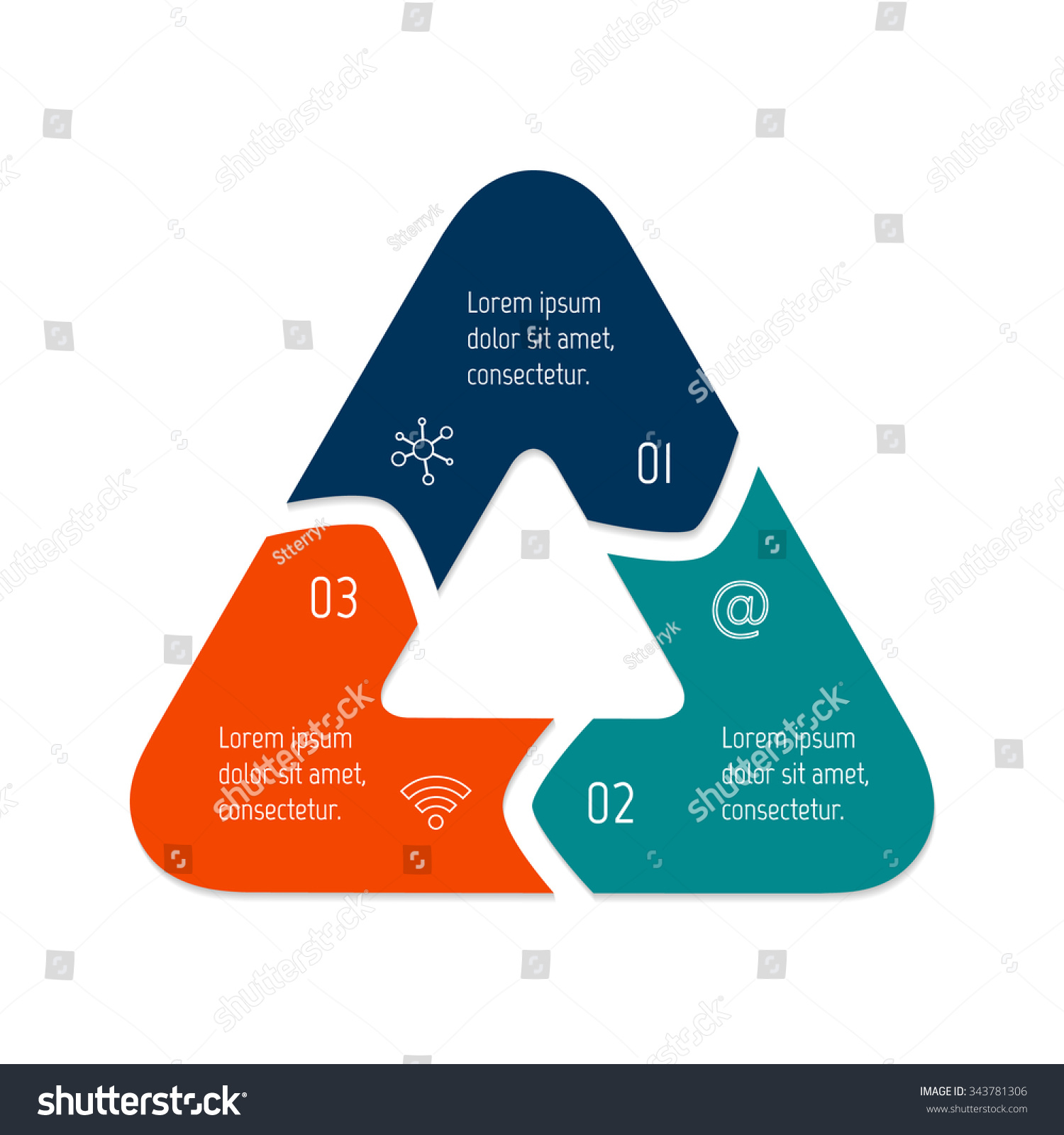 Vector Triangle Connected Infographic Diagram Circular Stock Vector ...