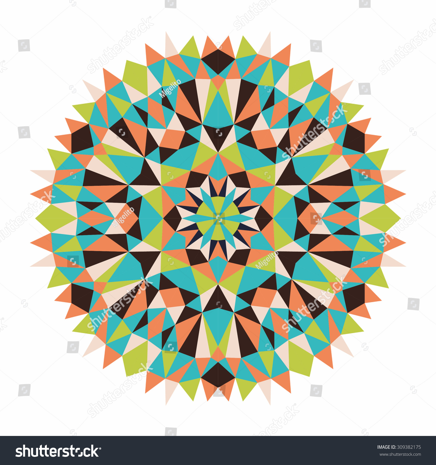 Vector Triangle Pattern Background Kaleidoscope Mandala Stock Vector ...