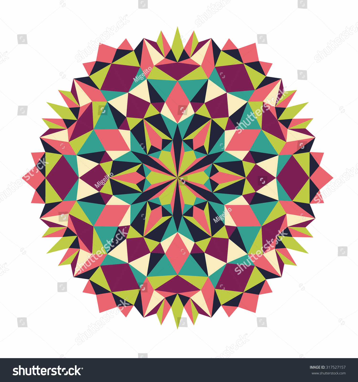 Vector Triangle Pattern Background Kaleidoscope Mandala Stock Vector ...