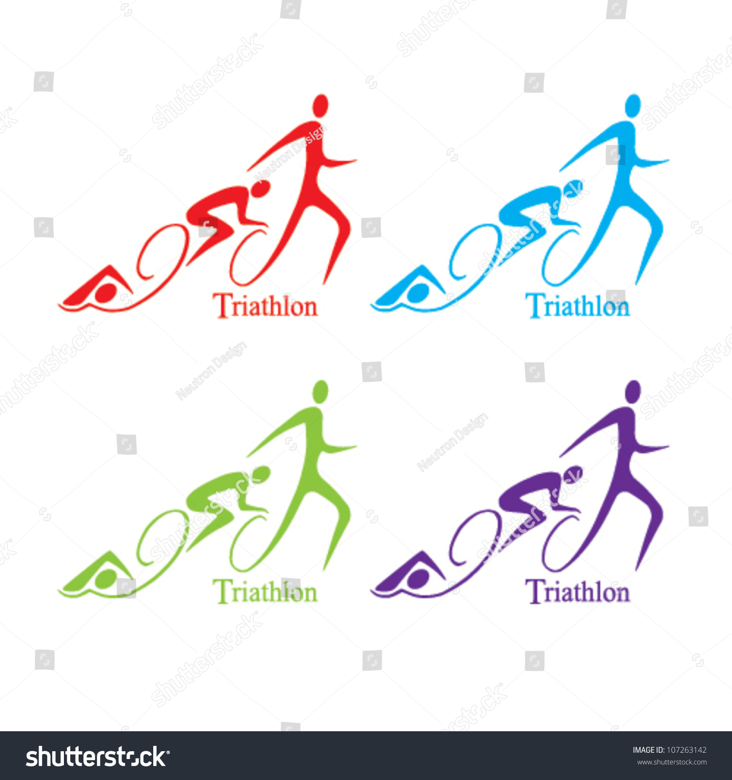Vector Triathlon Symbol Set Stock Vector 107263142 - Shutterstock