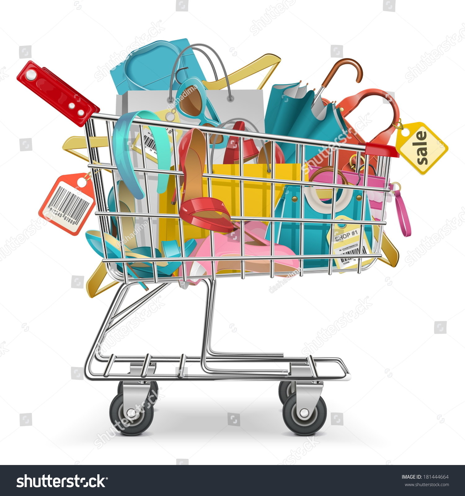 Vector Trolley Purchase Stock Vector (Royalty Free) 181444664 ...