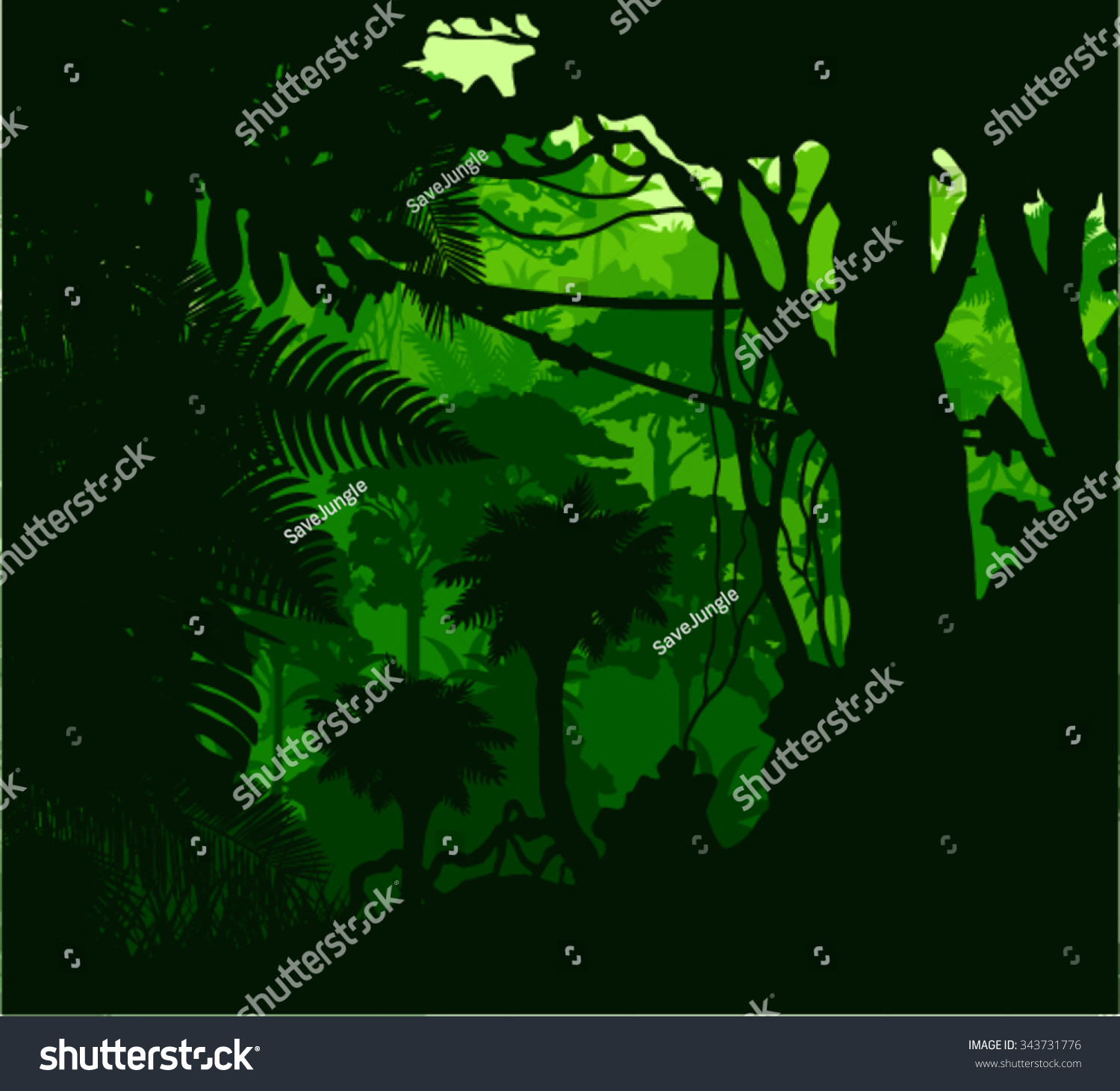 Vector Tropical Rainforest Jungle: vector de stock (libre de regalías ...