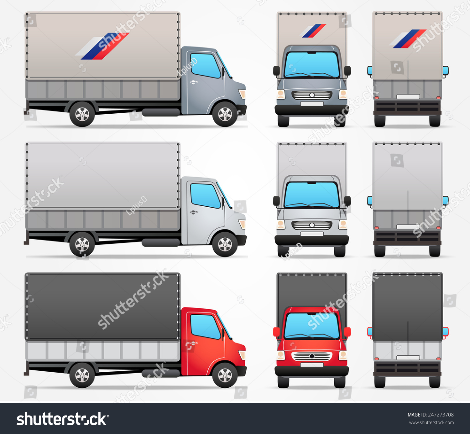 Vector Truck Side Front Rear View Stock Vector (Royalty Free) 247273708