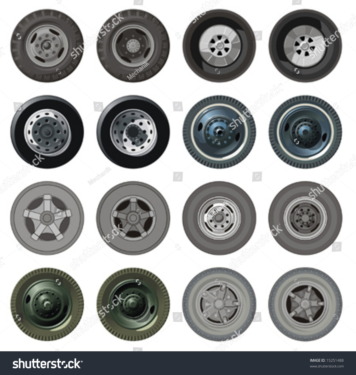 Vector Truck Wheels Set: vector de stock (libre de regalías) 15251488