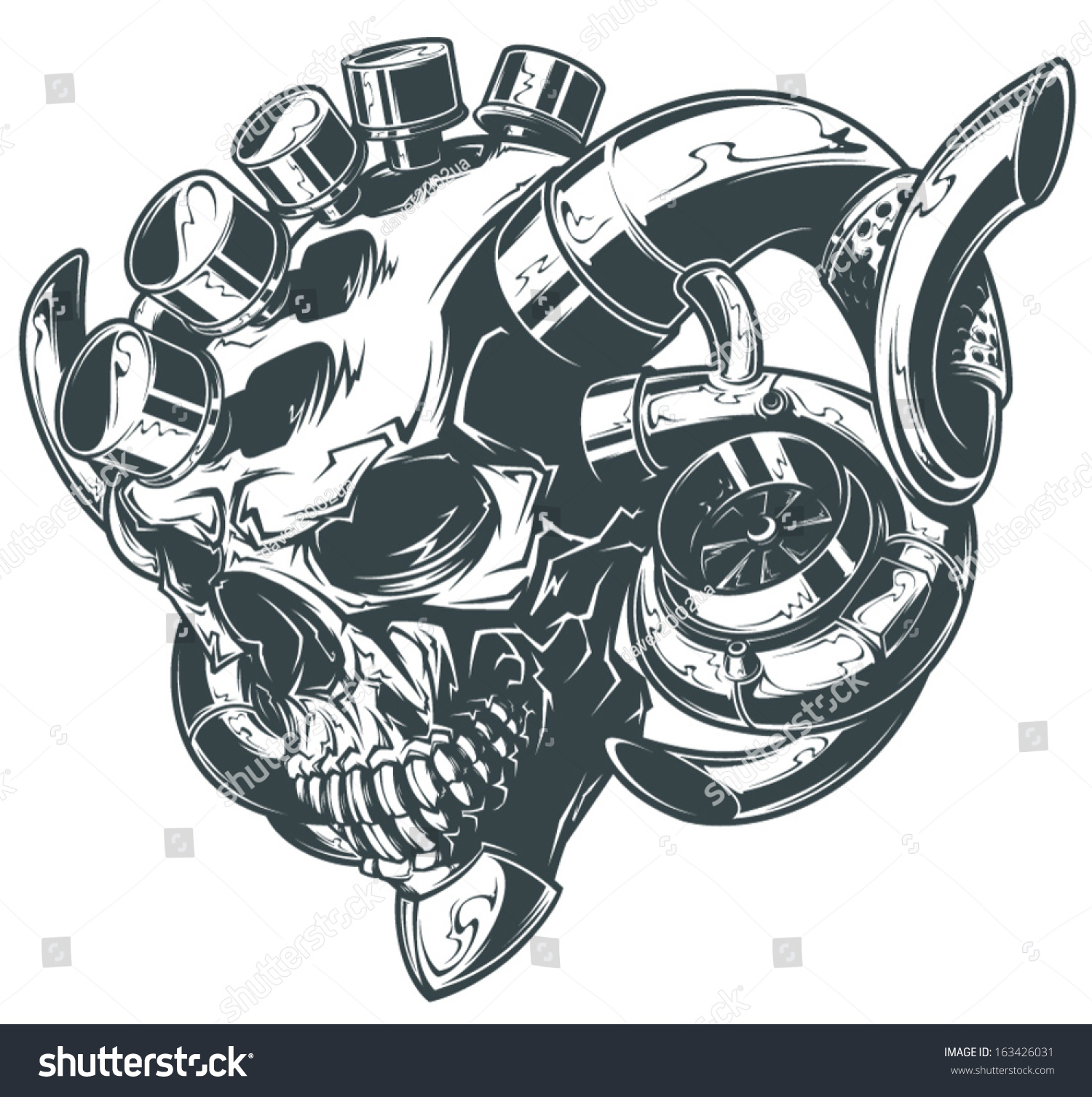 Vector Turbo Skull Stock Vector (Royalty Free) 163426031 | Shutterstock