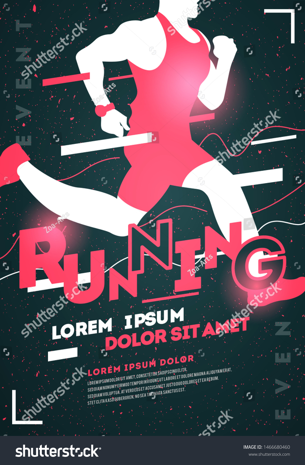 Vector Typographic Running Poster Template Runner Stock Vector (Royalty ...