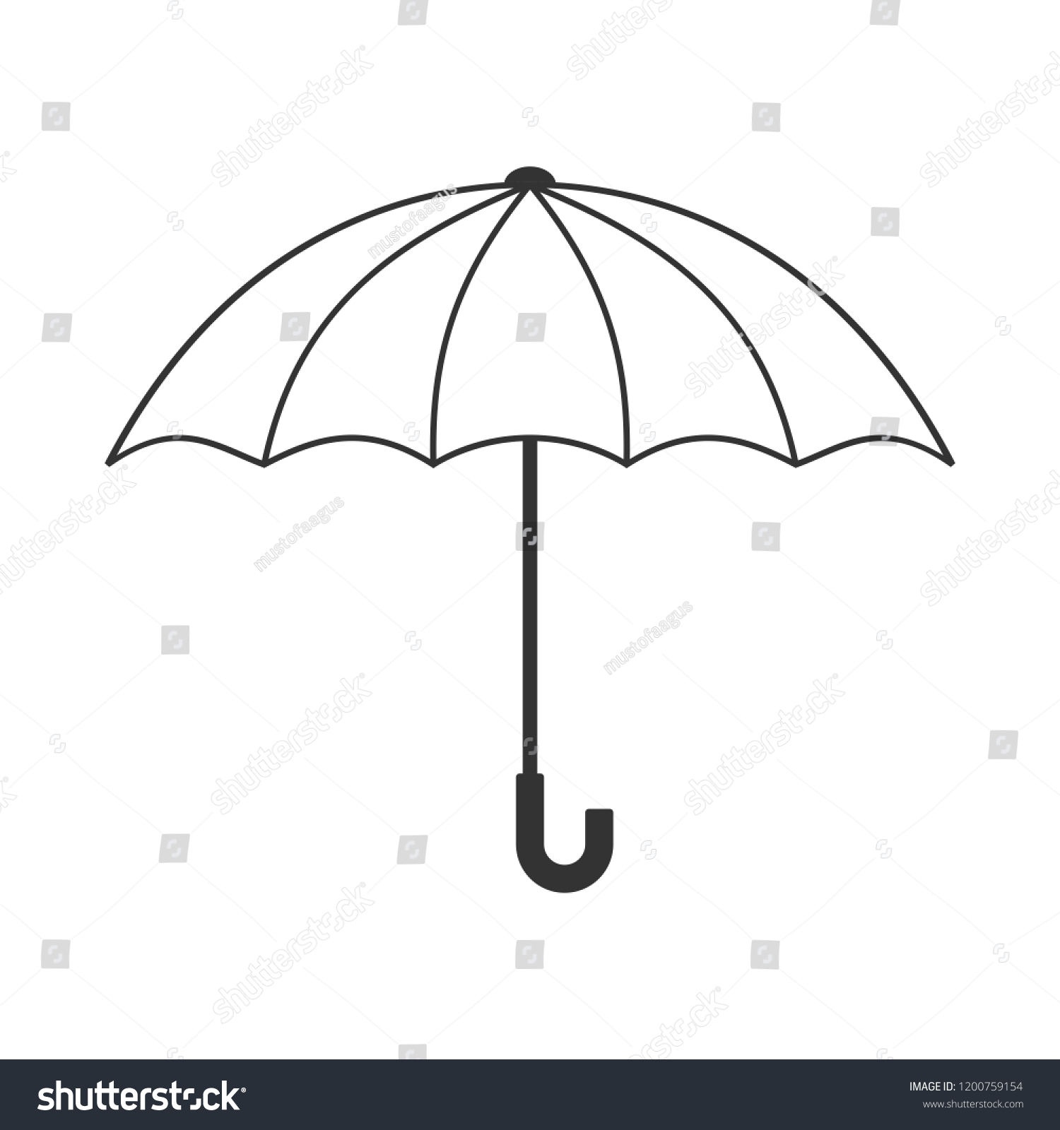 Vector Umbrella Outline Stock Vector (Royalty Free) 1200759154