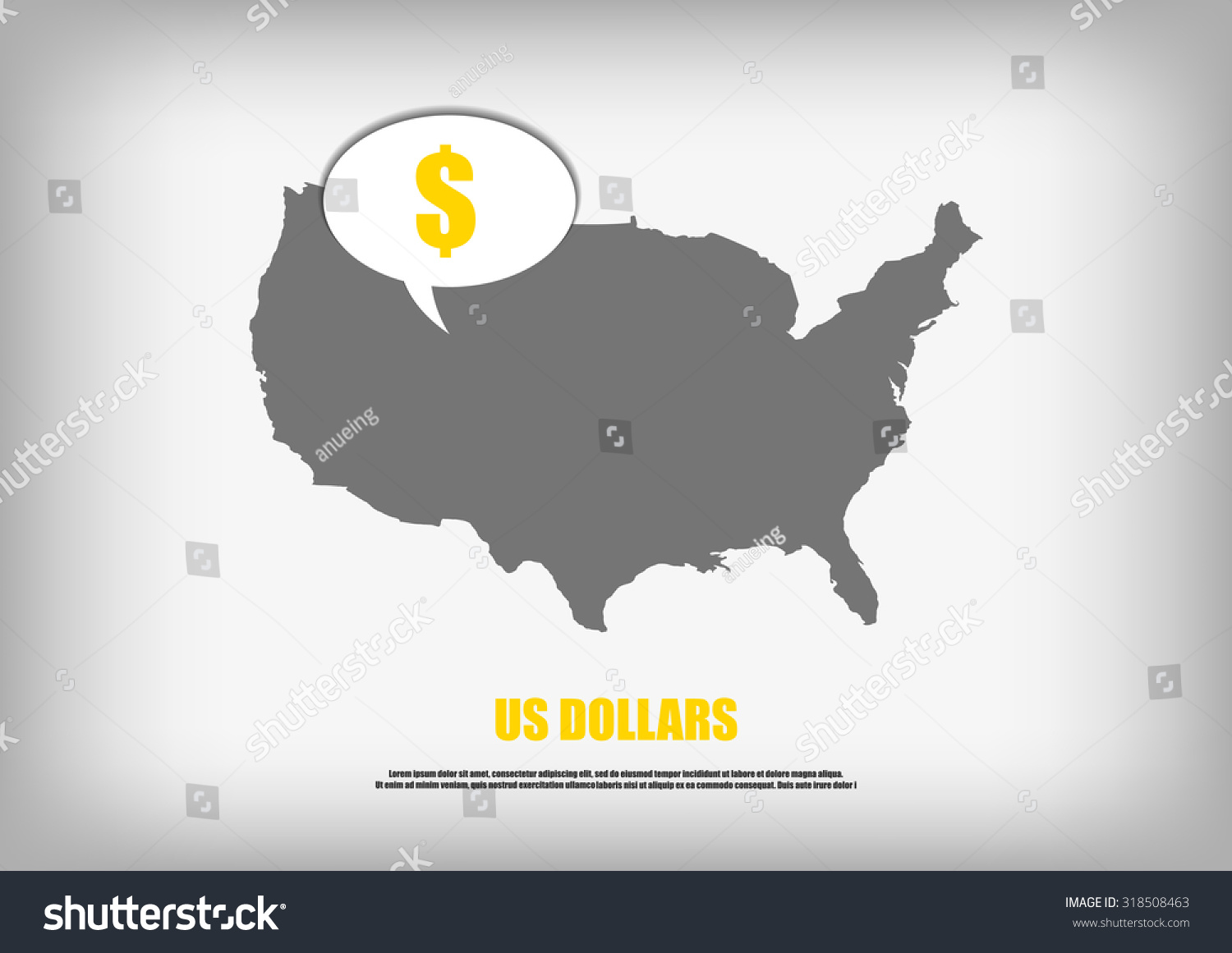 Vector Usa Map Us Dollar Bubble Stock Vector (Royalty Free) 318508463