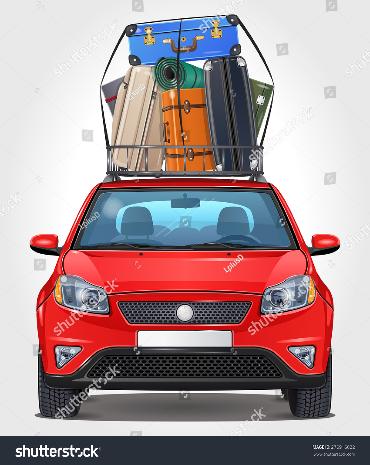 Vector Vacation Red Car Front View Stock Vector (Royalty Free) 276916022