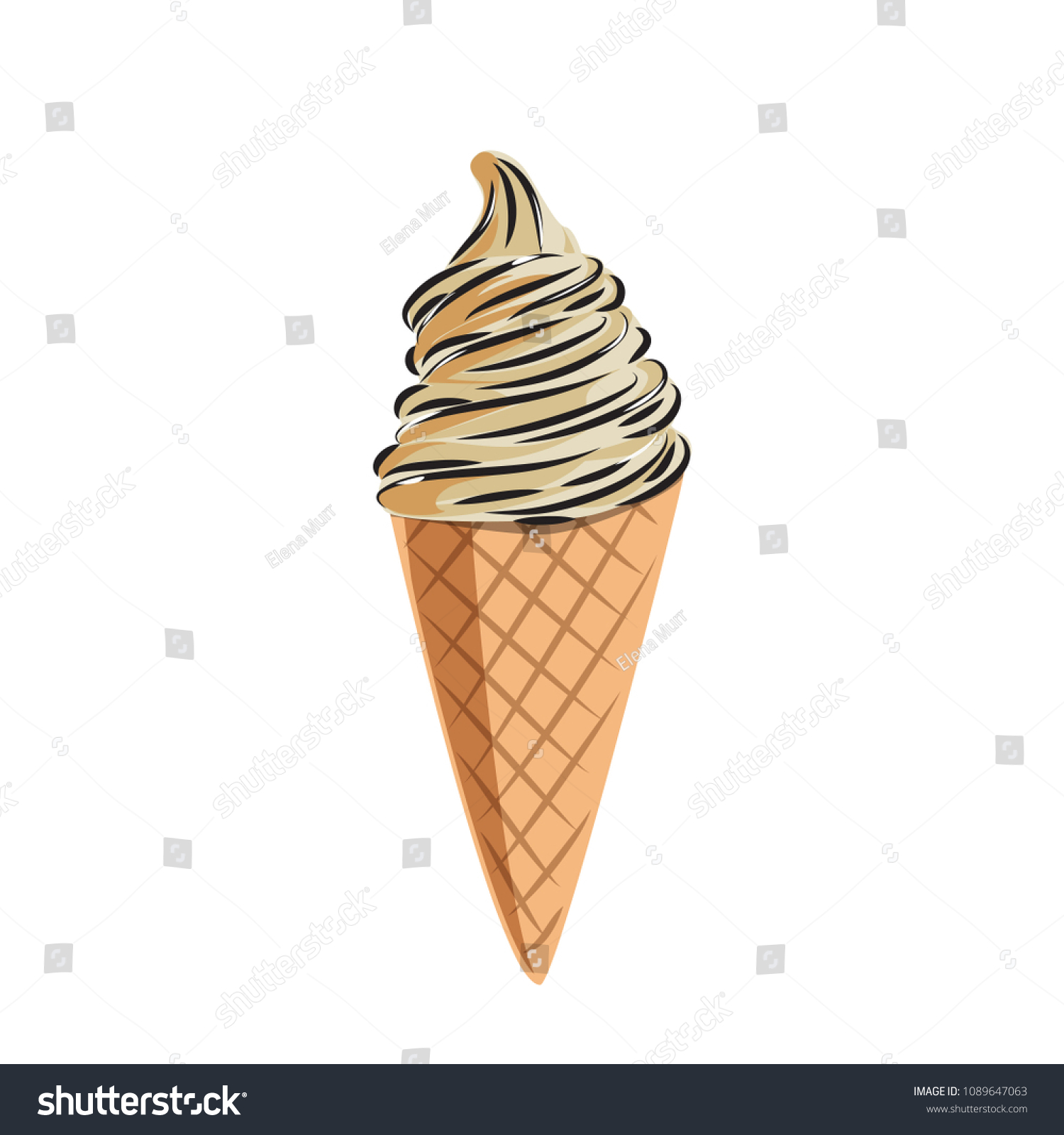Vector Vanilla Ice Cream Illustration Stock Vector (Royalty Free ...