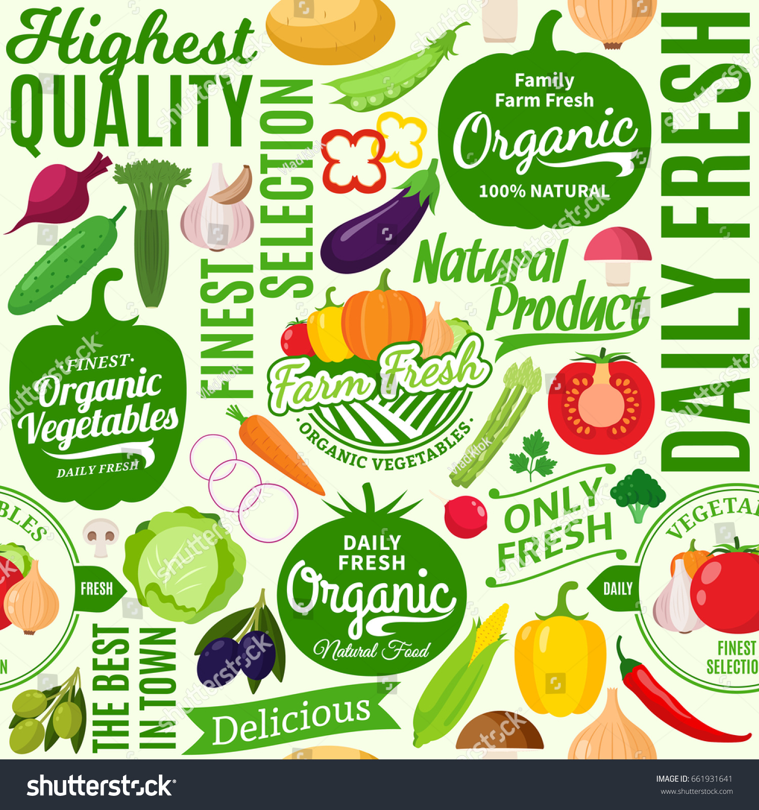 Vector Vegetables Seamless Pattern Background Vegetables Stock Vector ...