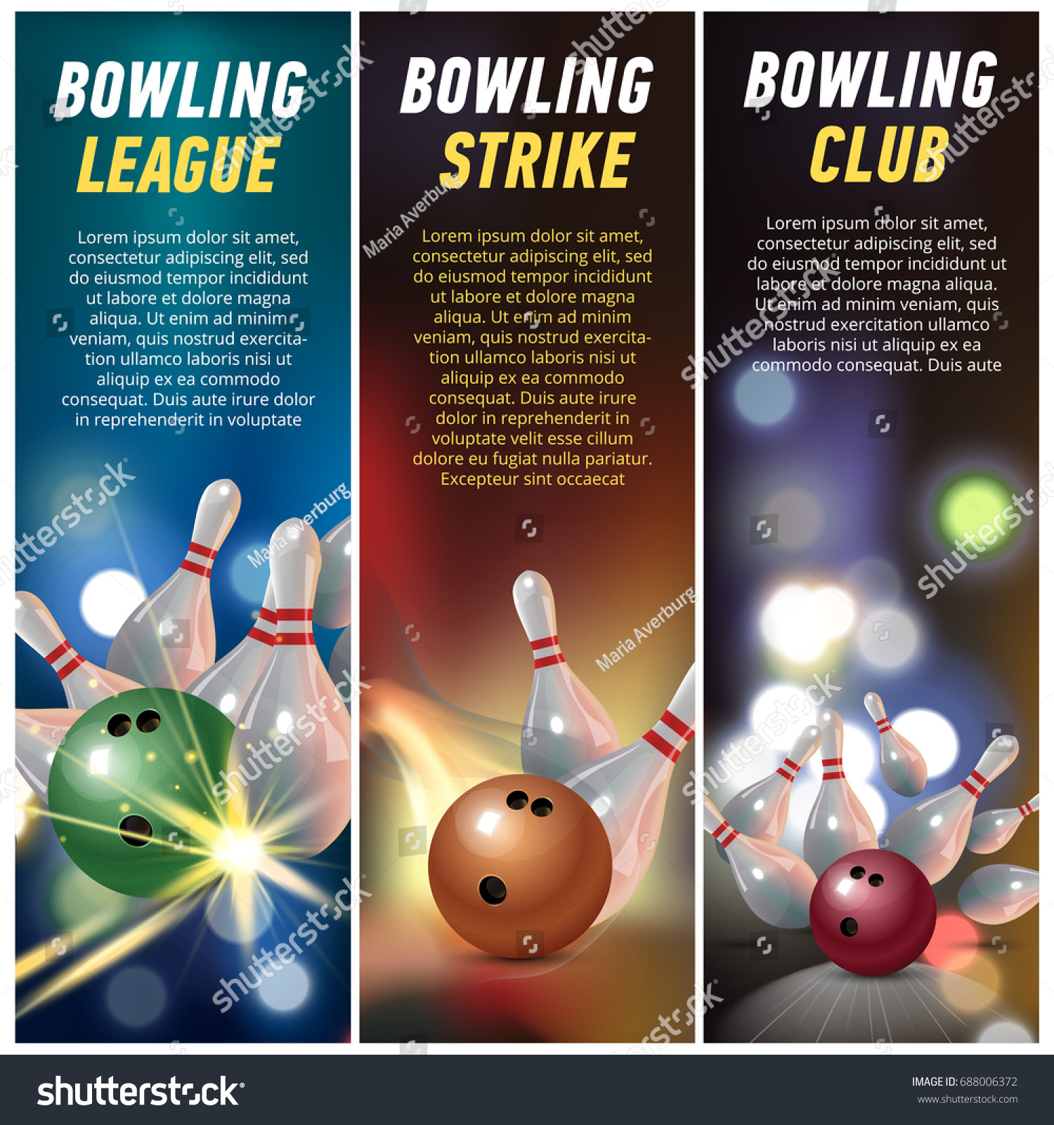 Vector Vertical Banners Bowling Stock Vector (Royalty Free) 688006372 ...