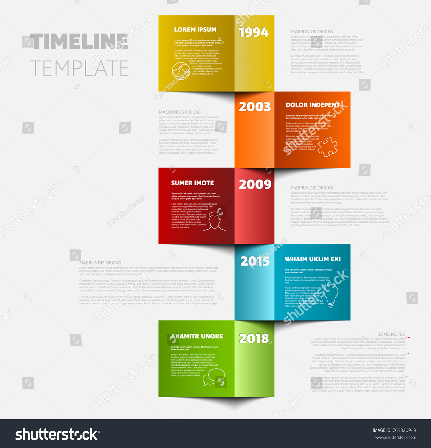 Vector Vertical Timeline Template Made Colorful Stock Vector (Royalty ...