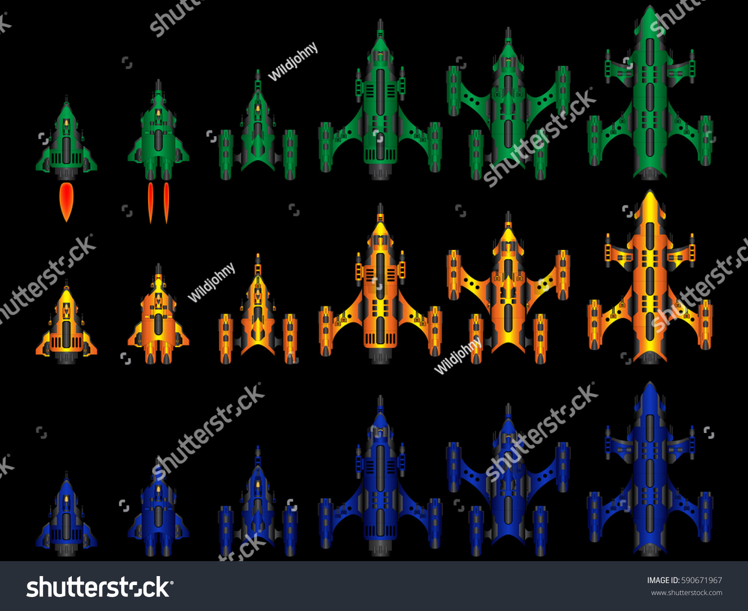 Vector Video Game Space Ship Fleet Stock Vector (Royalty Free ...