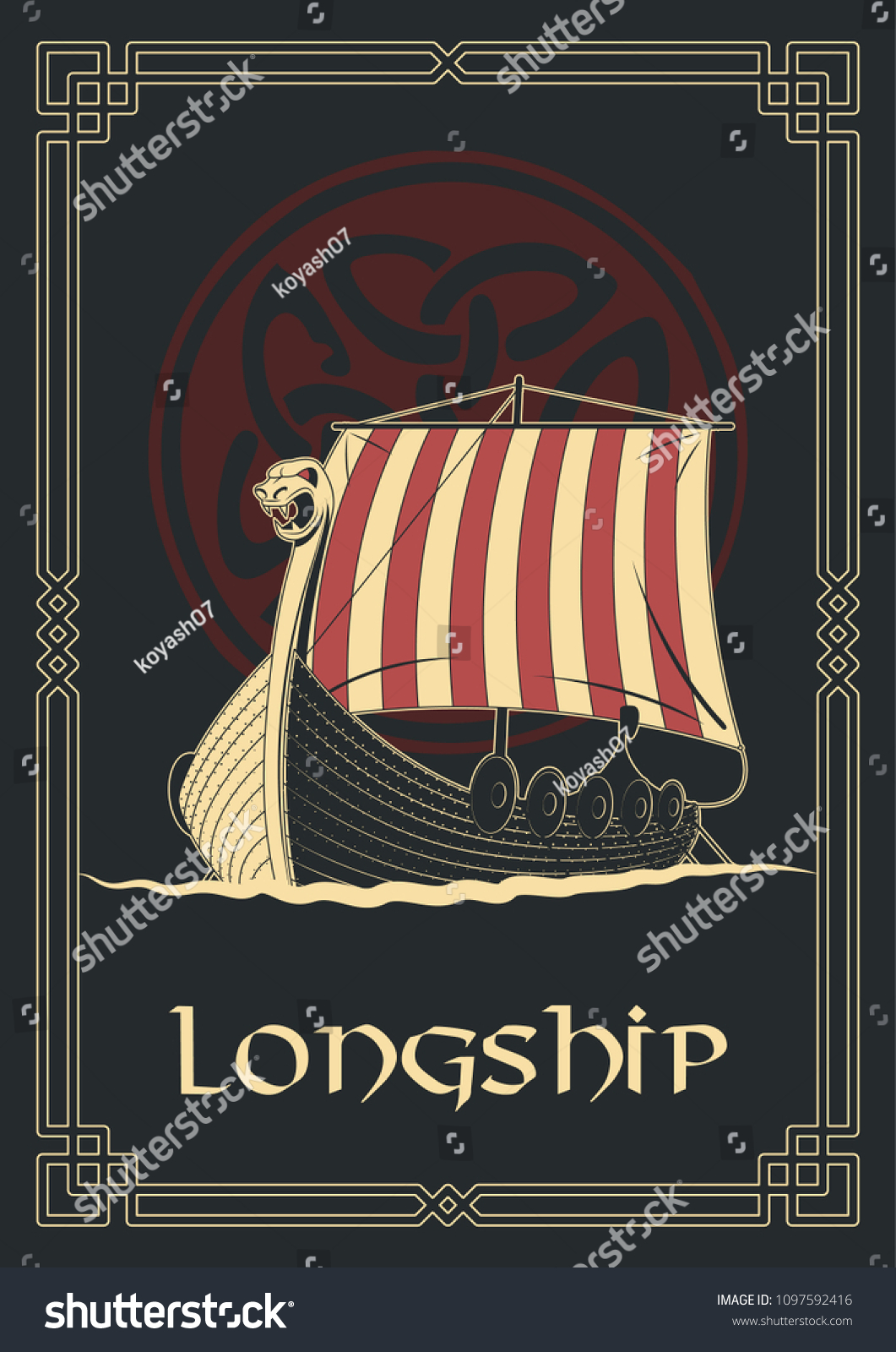 Vector Viking Longship Poster Stock Vector (Royalty Free) 1097592416 ...