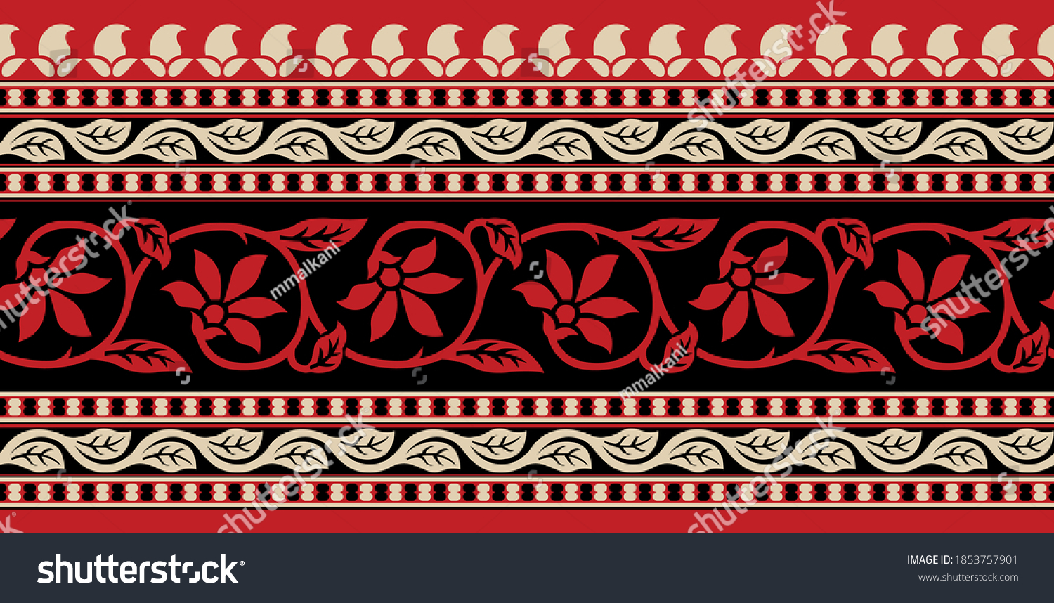 Vector Vintage Floral Border Design Stock Vector (Royalty Free) 1853757901