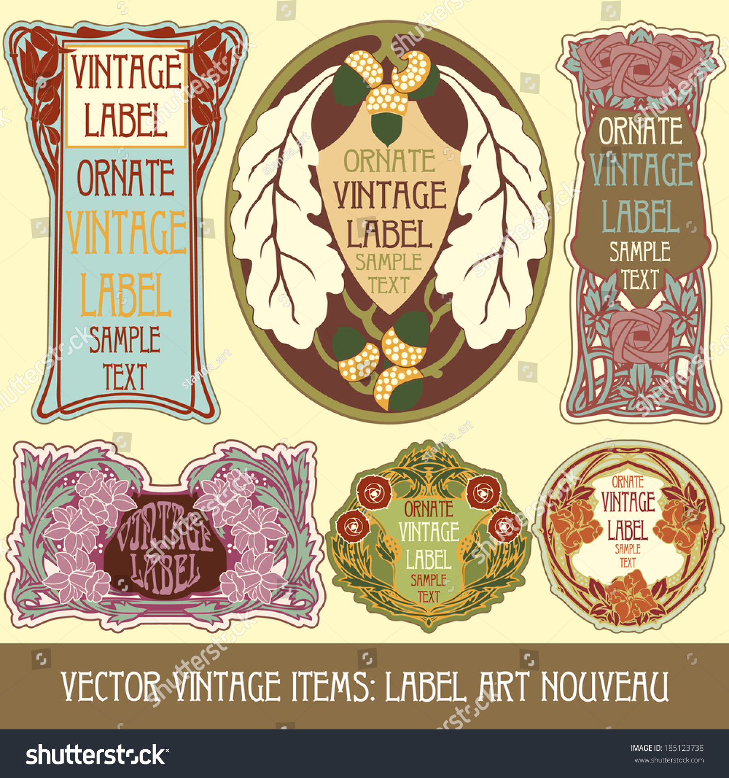 Vector Vintage Items Label Art Nouveau Stock Vector (Royalty Free ...