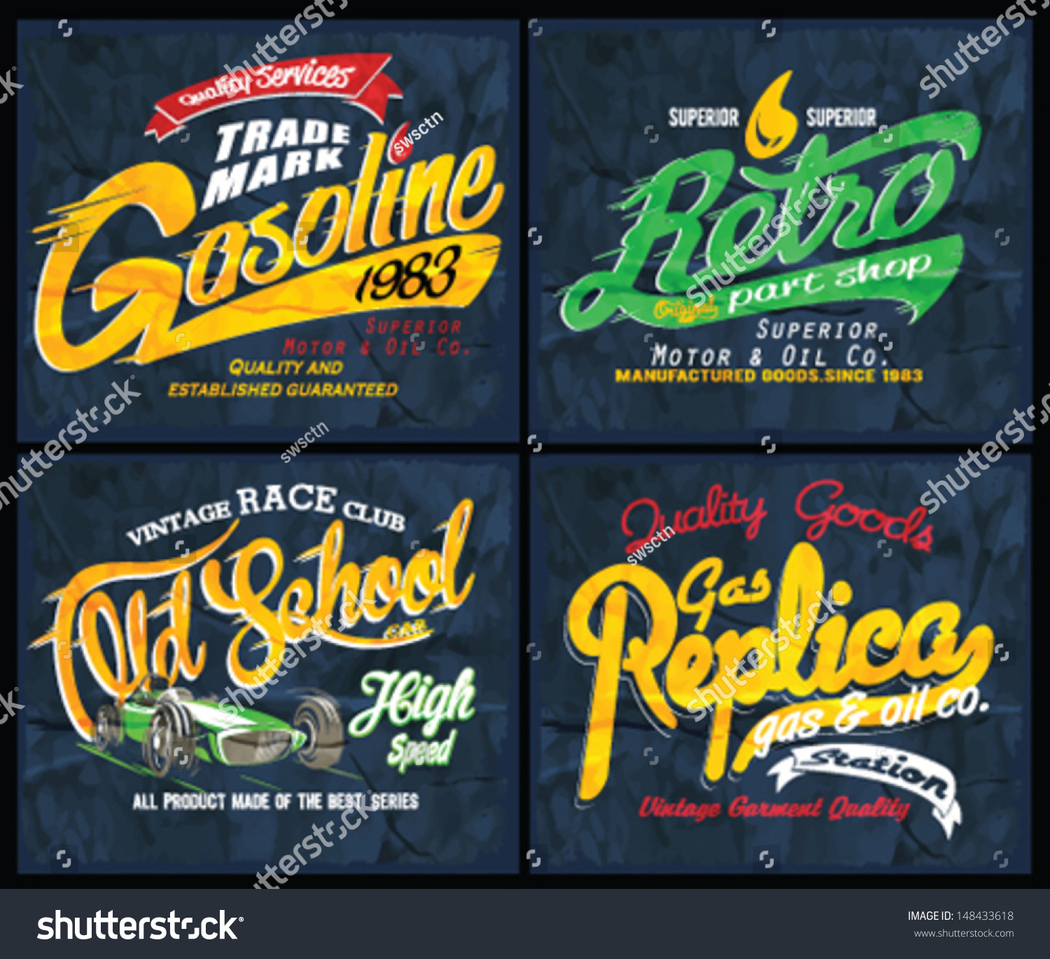 Vector Vintage Race Print Set Stock Vector (Royalty Free) 148433618