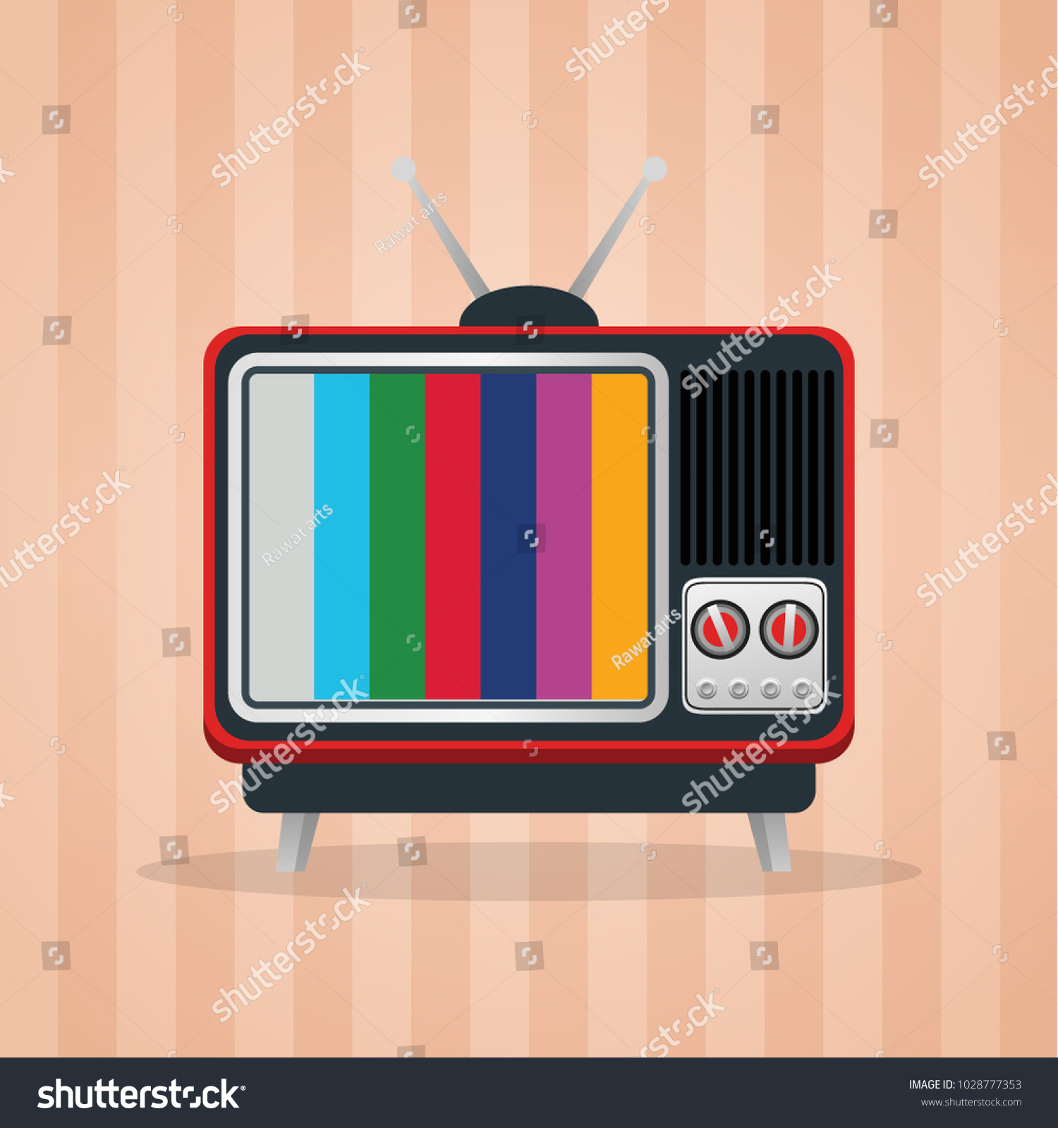 Vector Vintage Tv Icon Stock Vector (Royalty Free) 1028777353