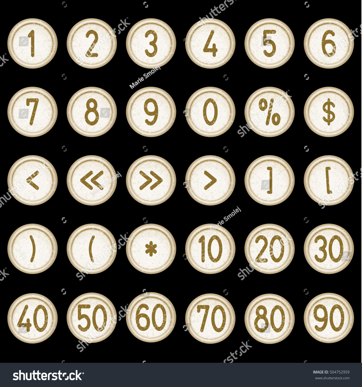Vector Vintage Typewriter Buttons Numbers 1: vector de stock (libre de ...