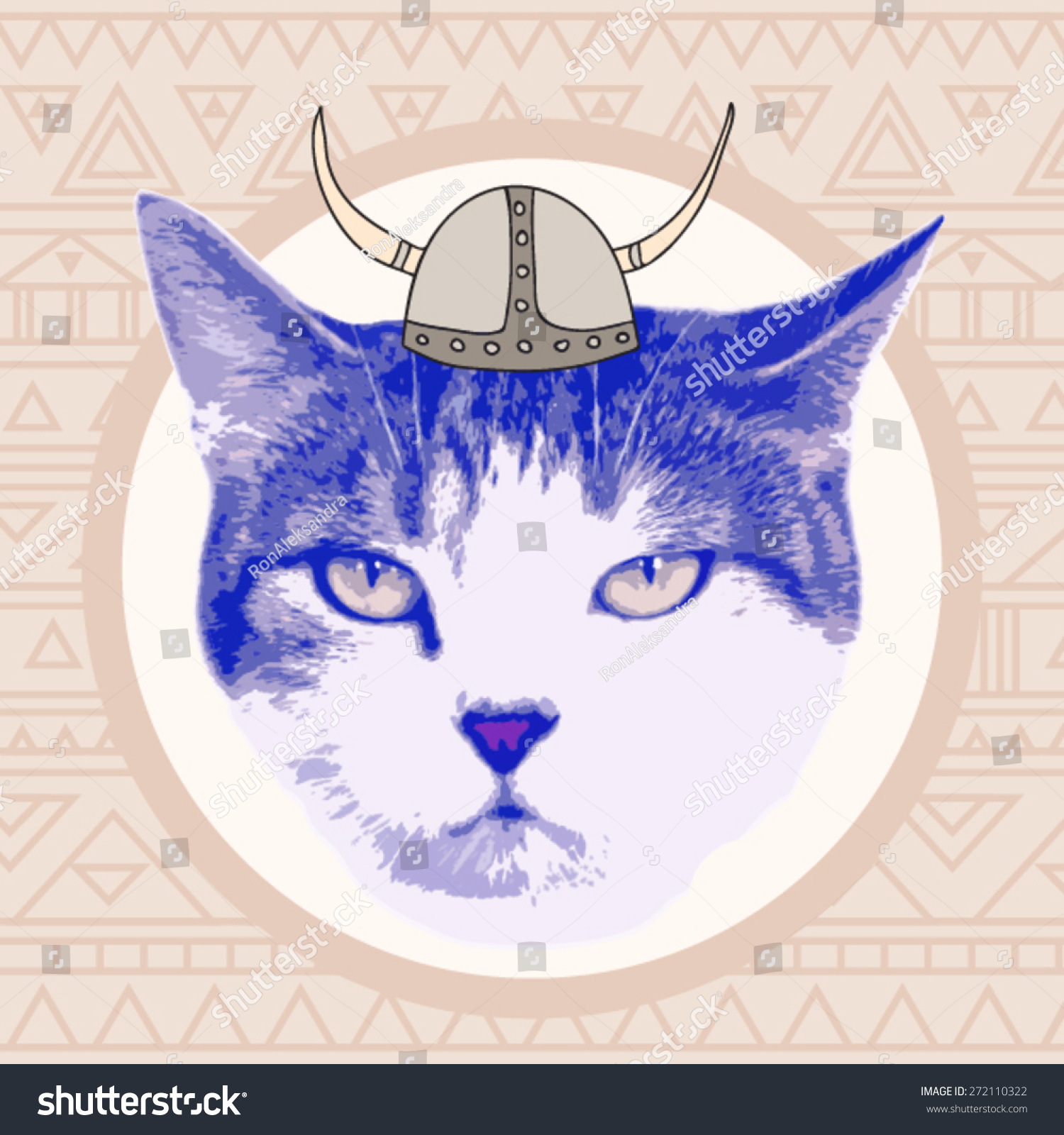 Vector Vintage Viking Cat Stock Vector (Royalty Free) 272110322 ...