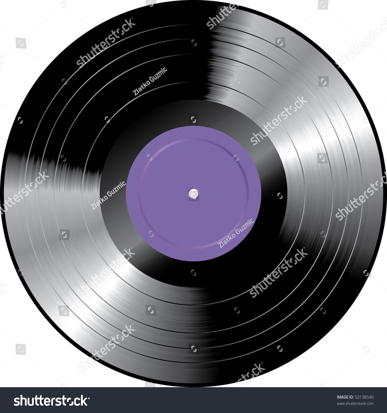 Vector Vinyl Record Purple Blank Label Stock Vector (Royalty Free) 52138540