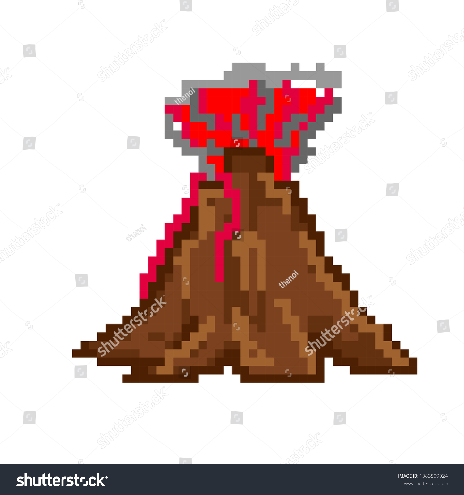 Vector Volcano Pixel Art Color: vector de stock (libre de regalías ...