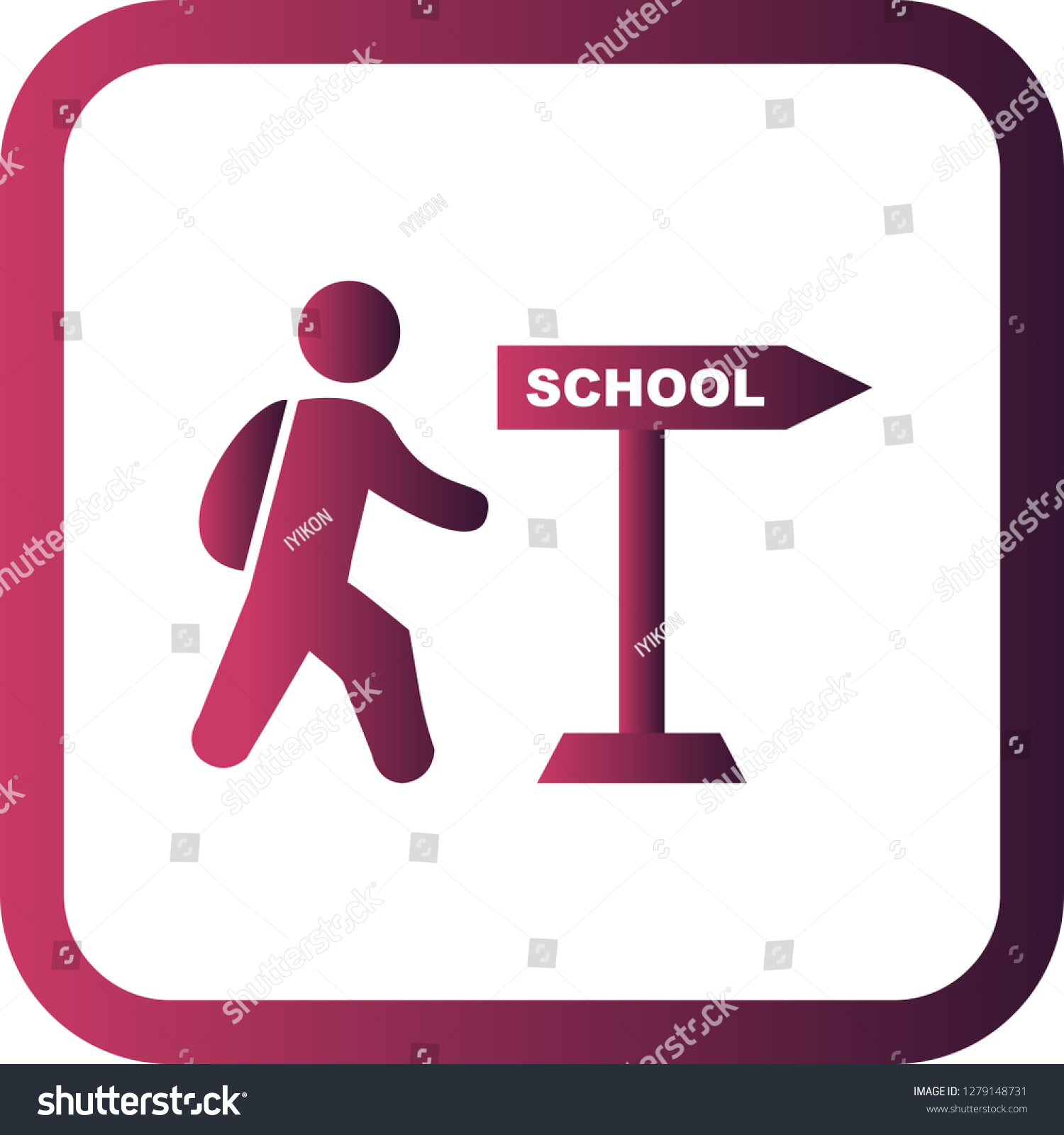 Vector Walking School Icon Stock Vector (Royalty Free) 1279148731