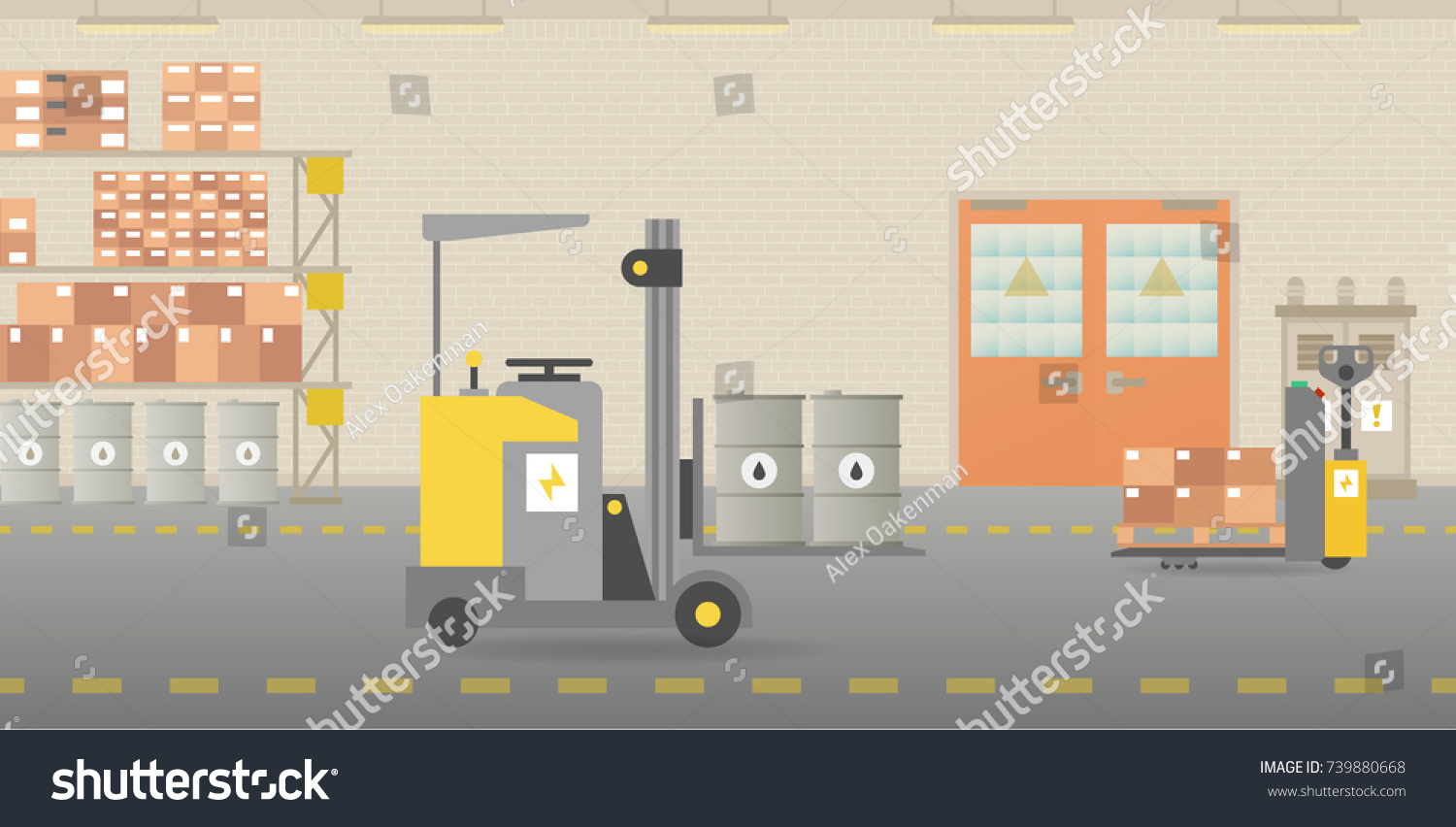 Vector Warehouse Hangar Interior Empty Scene Stock Vector (Royalty Free ...