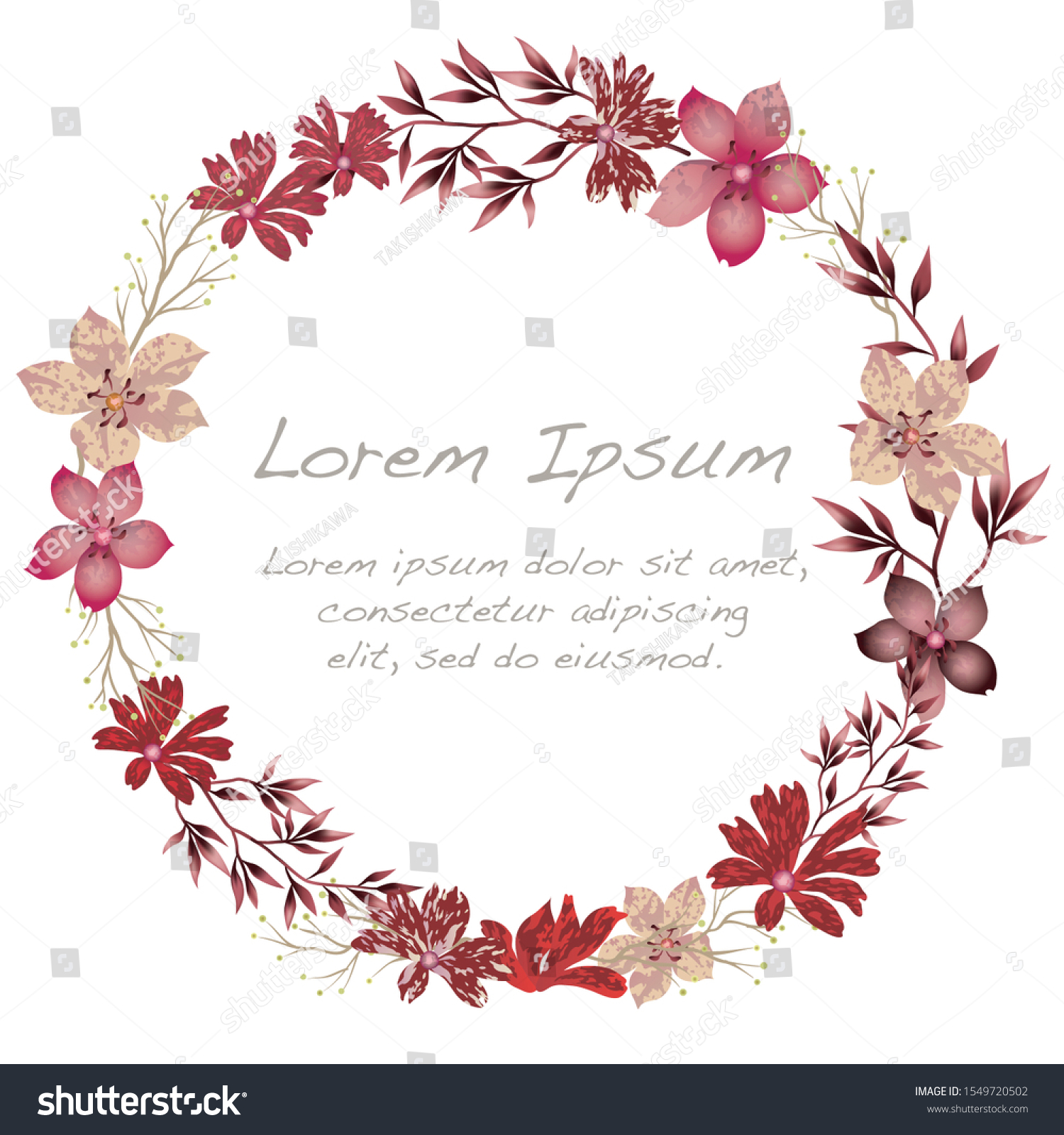 Vector Watercolor Flower Frame Text Space 스톡 벡터(로열티 프리) 1549720502 ...