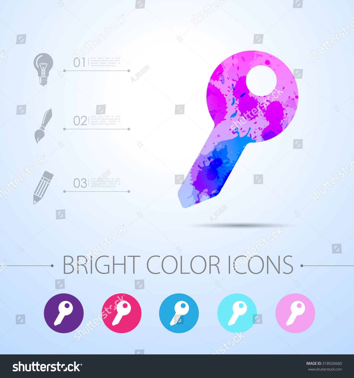 Vector Watercolor Key Icon Infographic Elements Stock Vector (Royalty ...