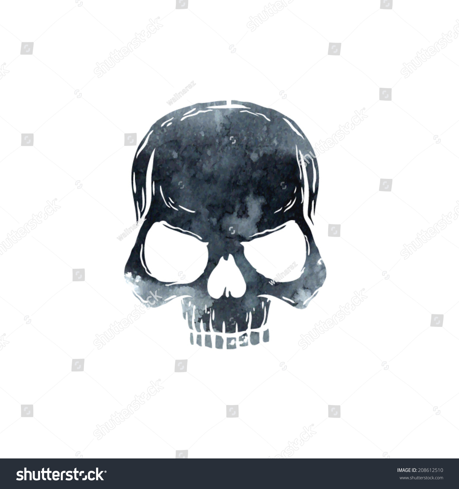 Vector Watercolor Skull Stock Vector 208612510 - Shutterstock