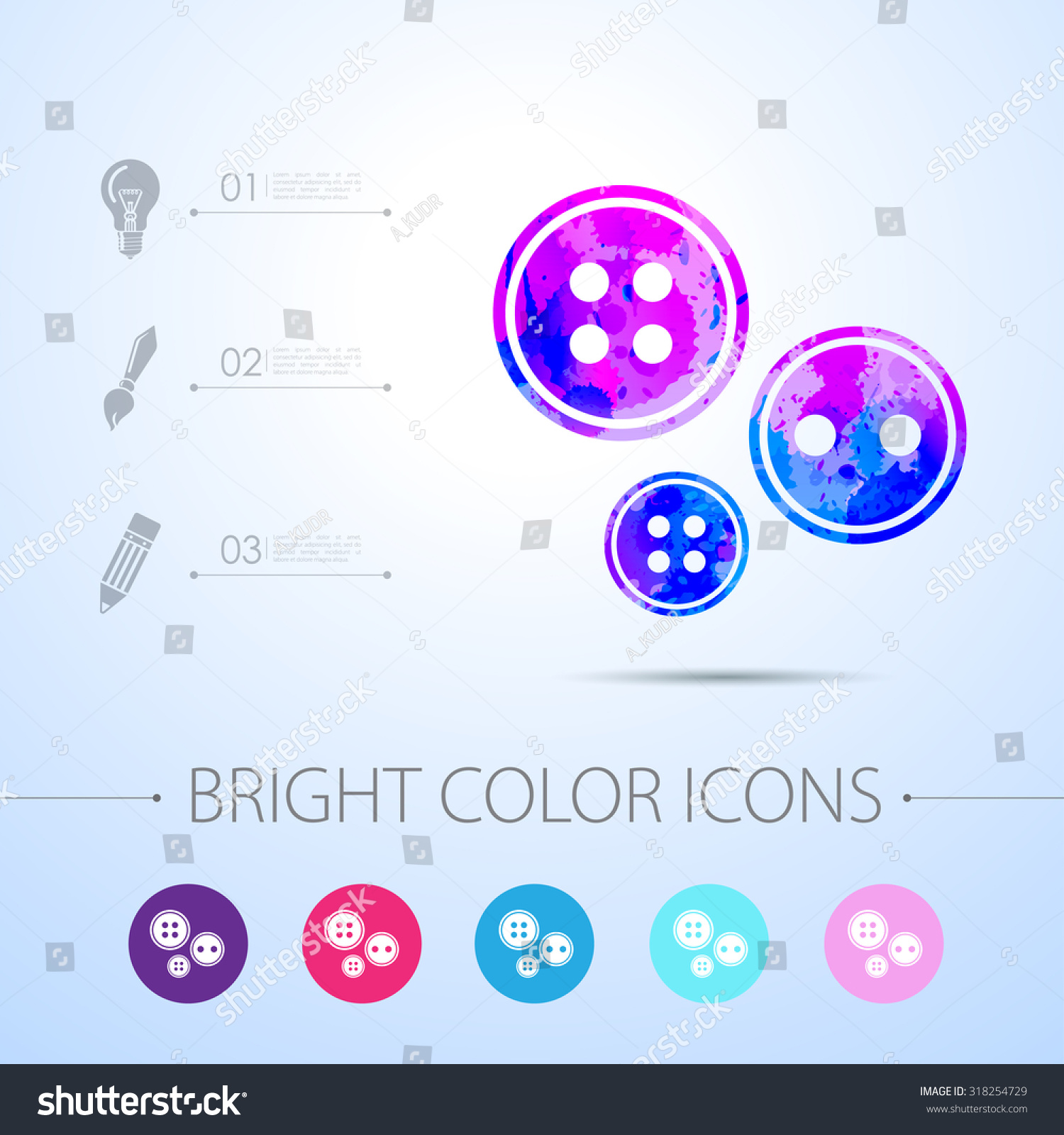 Vector Watercolor Tailor Button Icon Infographic Stock Vector (Royalty Free) 318254729 ...