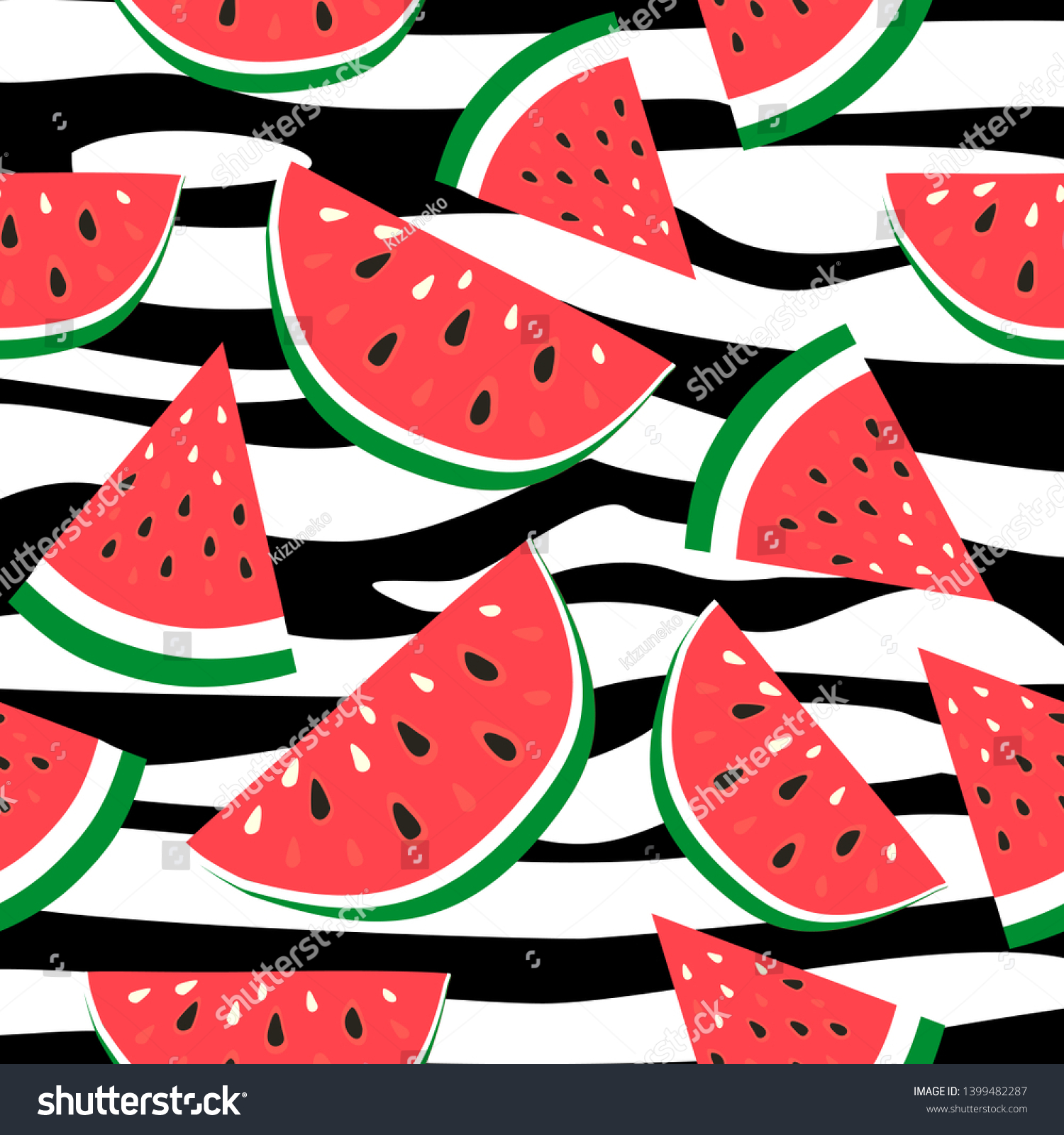 Vector Watermelon Background Black Seeds Seamless Stock Vector (Royalty ...