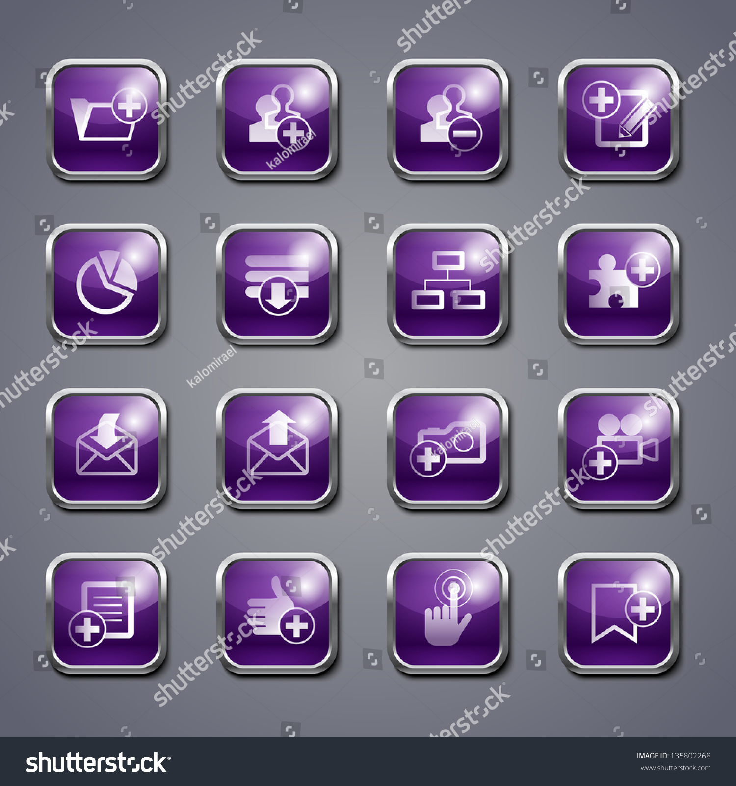 Vector Web Glass Icons Buttons Stock Vector (Royalty Free) 135802268