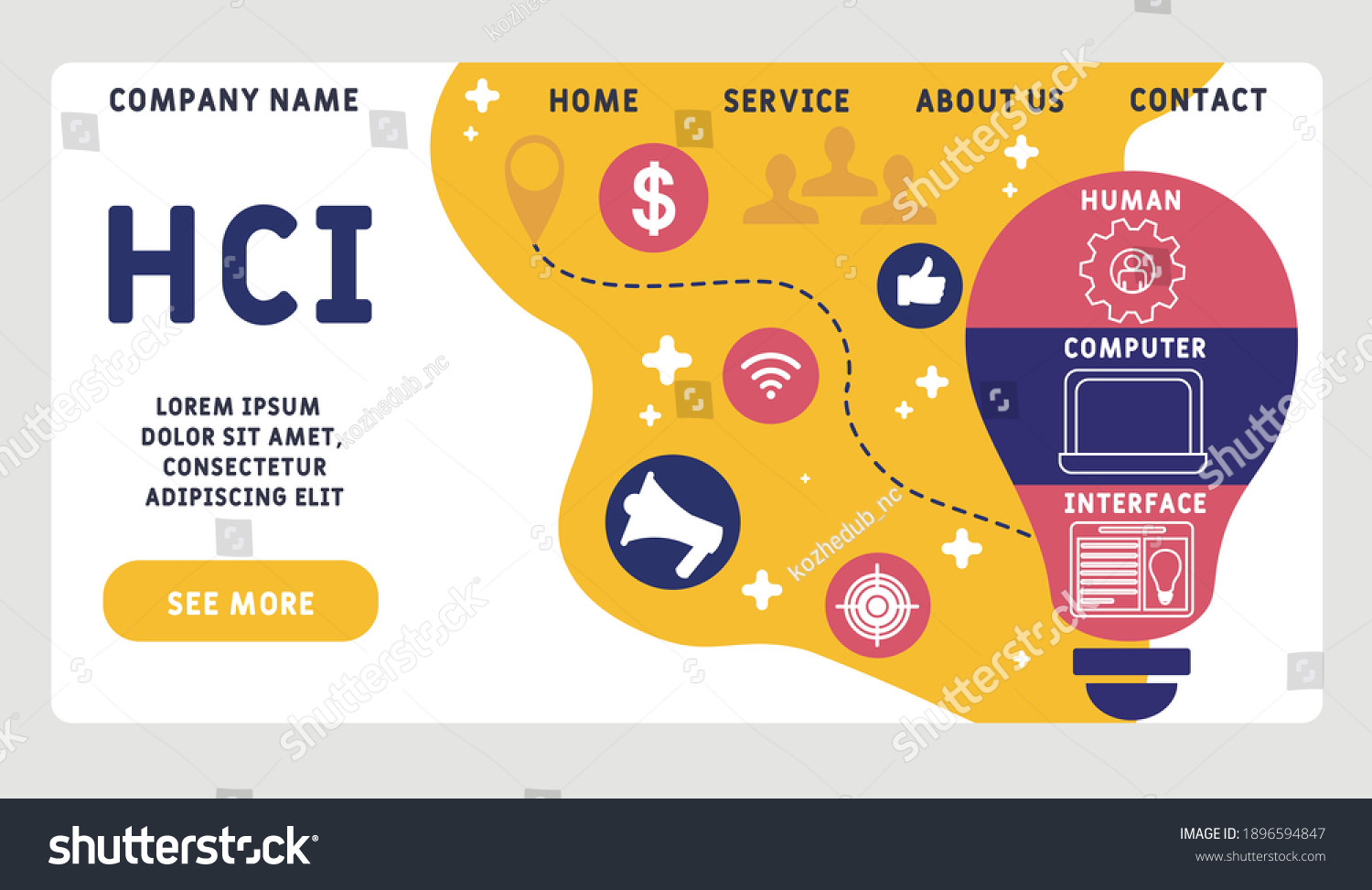 Vector Website Design Template Hci Human Stock Vector (Royalty Free ...
