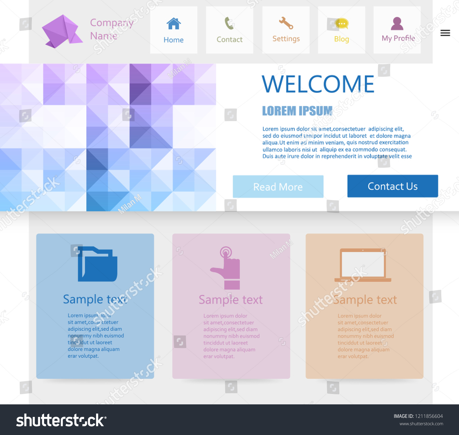 Vector Website Template Home Page Design Stock Vector (Royalty Free ...