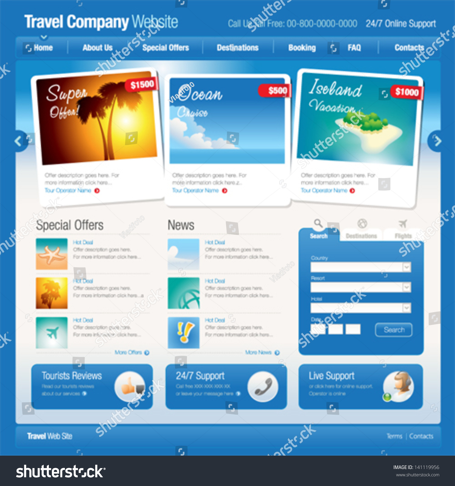 Vector Website Template 8: Tourism - 141119956 : Shutterstock
